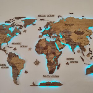 Led Wood World Map, Wood World Map Led, 3d Wooden Map Led, 3d Wooden ...