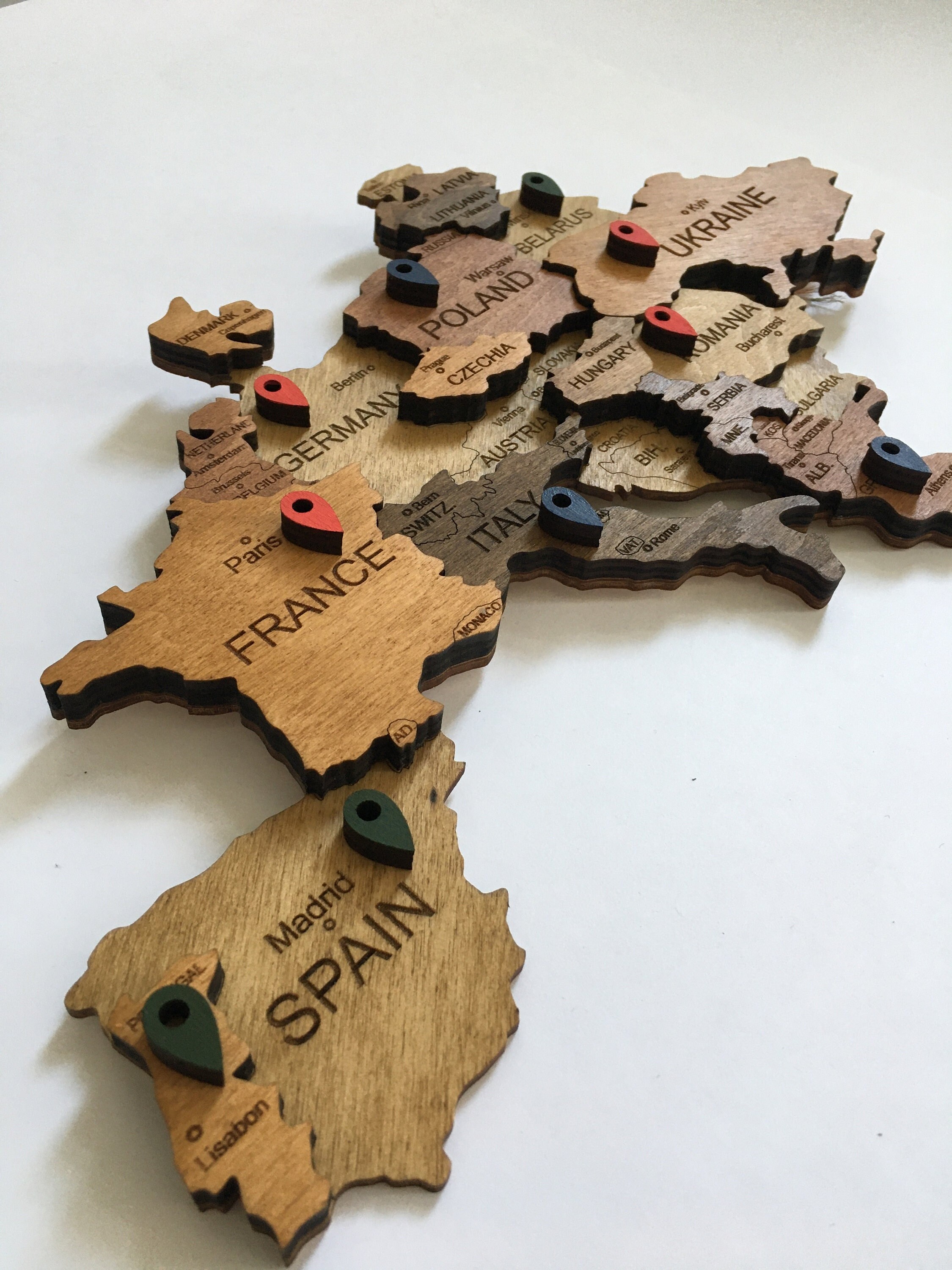 Wooden Geotag Sticker Set, Travel Map Decor - Etsy