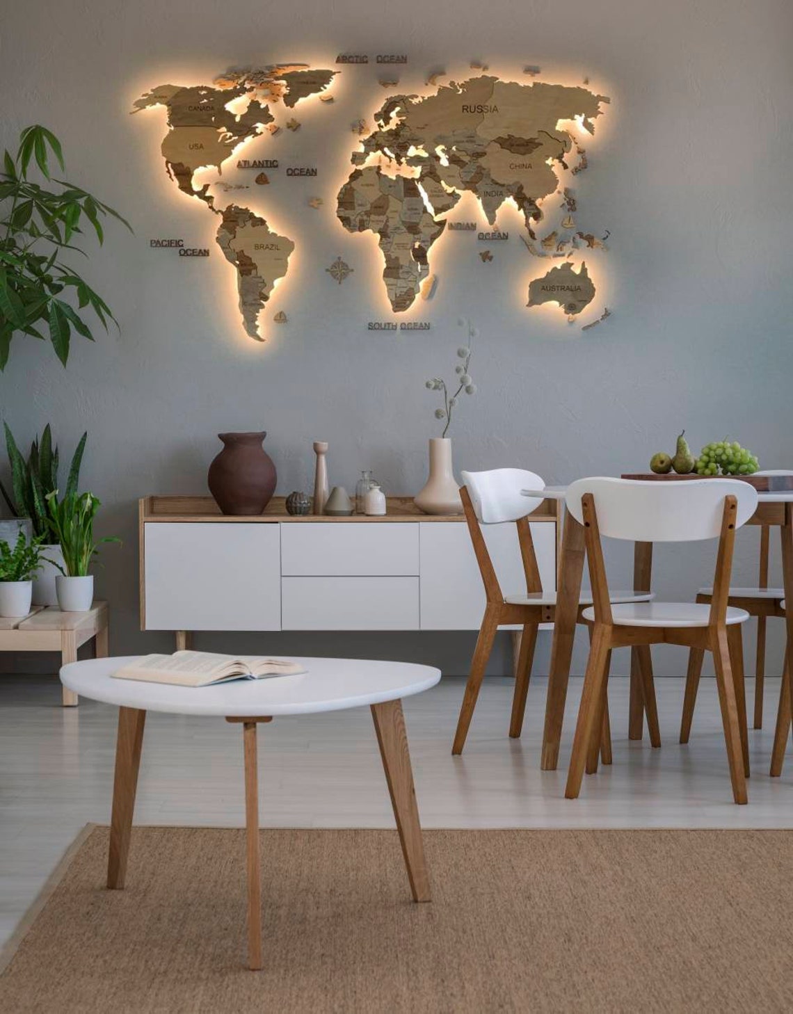 3D LED World Map Above Bed Decor Plug in Wall Light Custom - Etsy