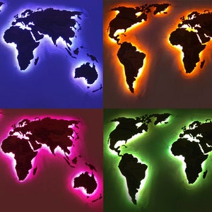 3d Led World Map, Wood World Map Led, Led Wood World Map, 3d Wooden ...