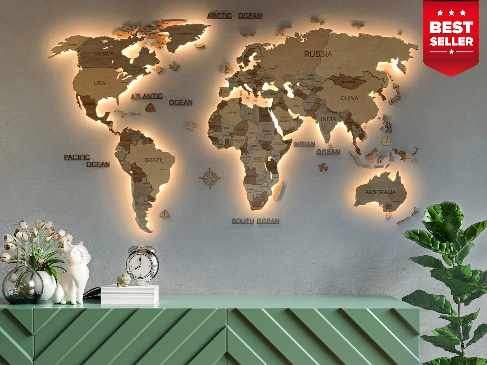 Led Wood World Map, Wood World Map Led, 3d Wooden Map Led, 3d Wooden ...