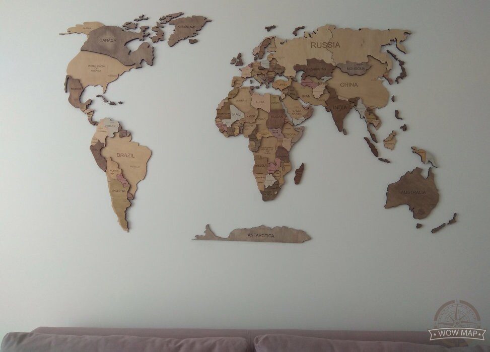 3D World Map With Leds Wooden Wall Map of the World 3D - Etsy Canada
