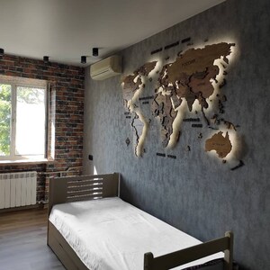 3D Wood World Map, Large Wall Art, Wooden Map Wall, Wooden Wall Atlas ...