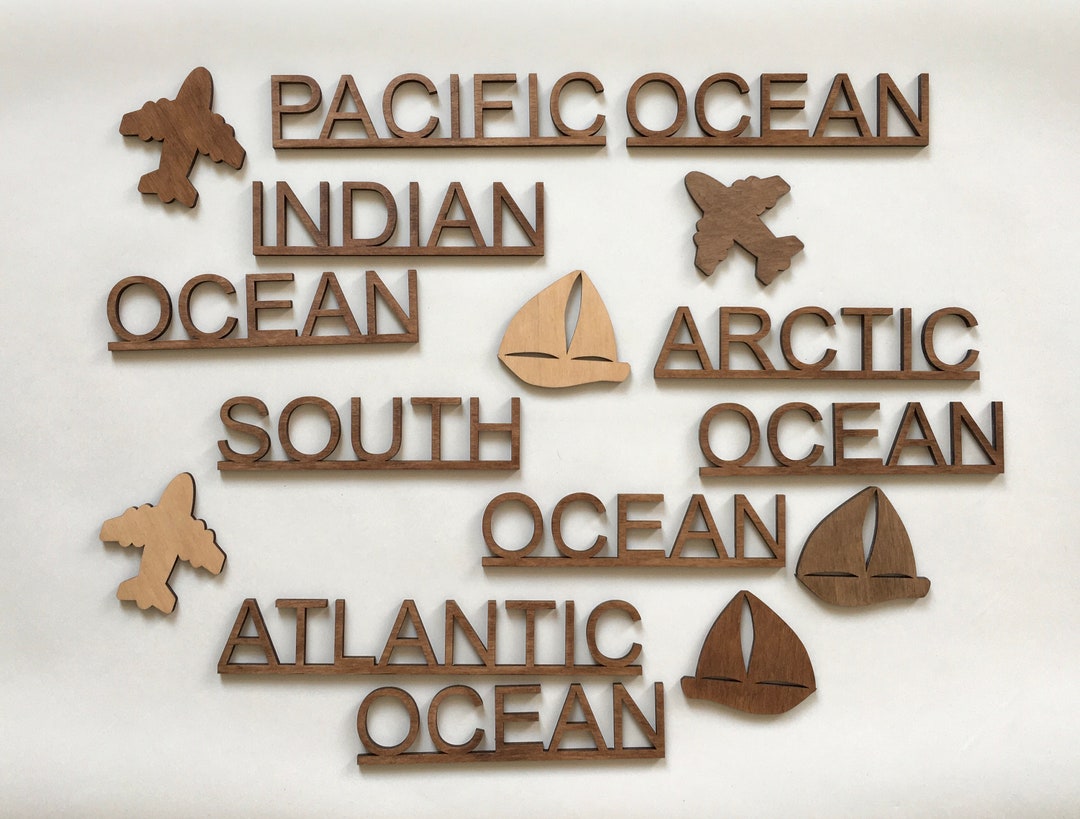 Map Accessories, Sticker Pin Set, Map Markers Decor, Ocean Names ...