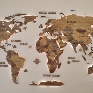 Led Wood World Map, Wood World Map Led, 3d Wooden Map Led, 3d Wooden ...