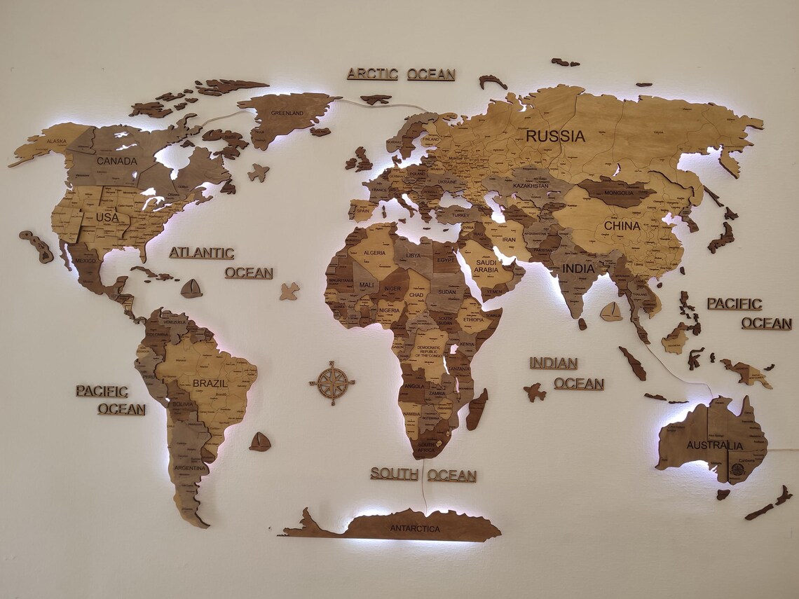 Led Wood World Map, Wood World Map Led, 3d Wooden Map Led, 3d Wooden World Map, 3d Led World Map ...