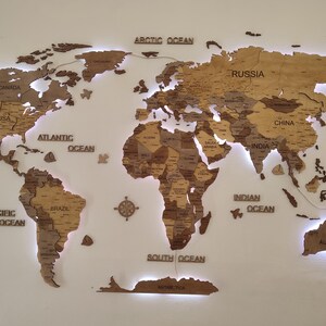Led Wood World Map, Wood World Map Led, 3d Wooden Map Led, 3d Wooden ...