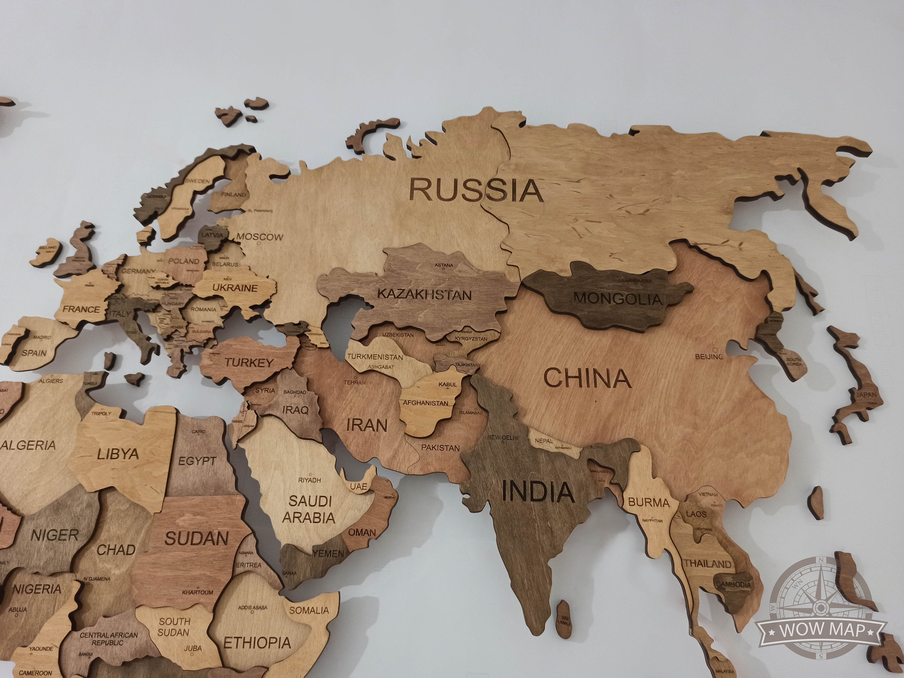 3D Wood Push Pin Map World Map Wall Art Plug in Wall Light Above Bed ...