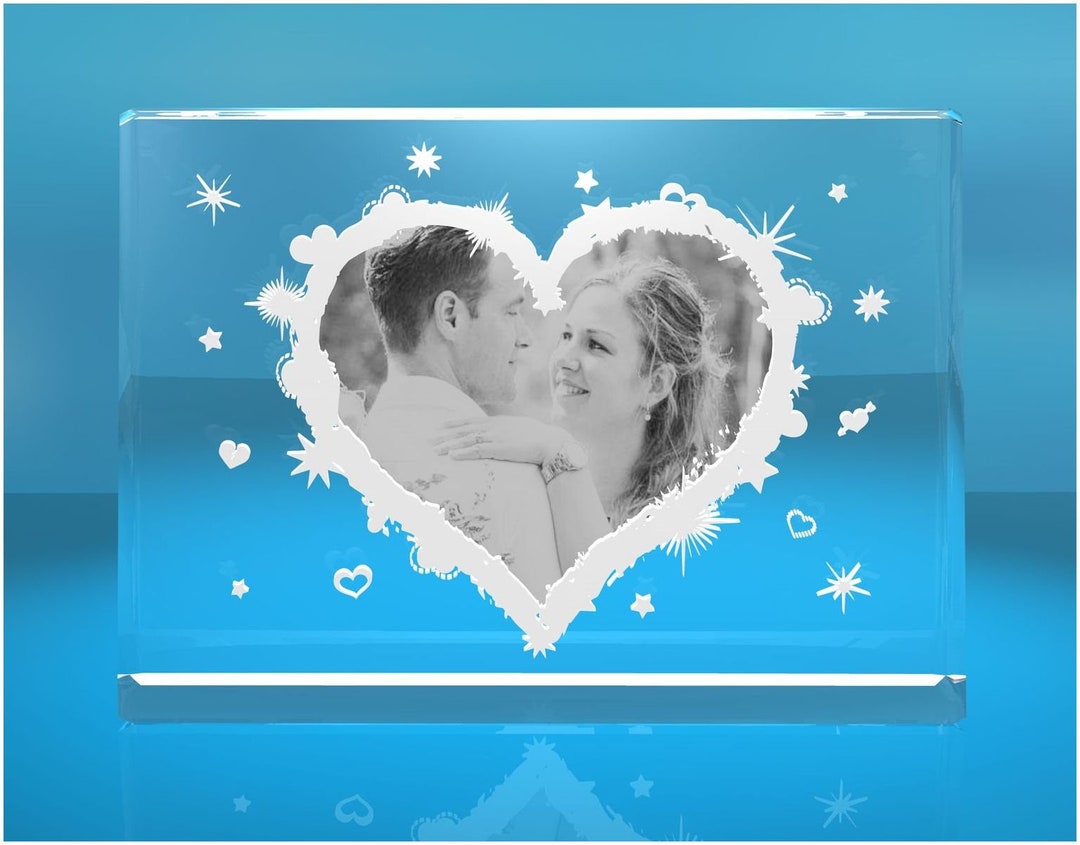 2D Glass Photo Fotoframe XL Motif Heart With Your Desired Photo - Etsy
