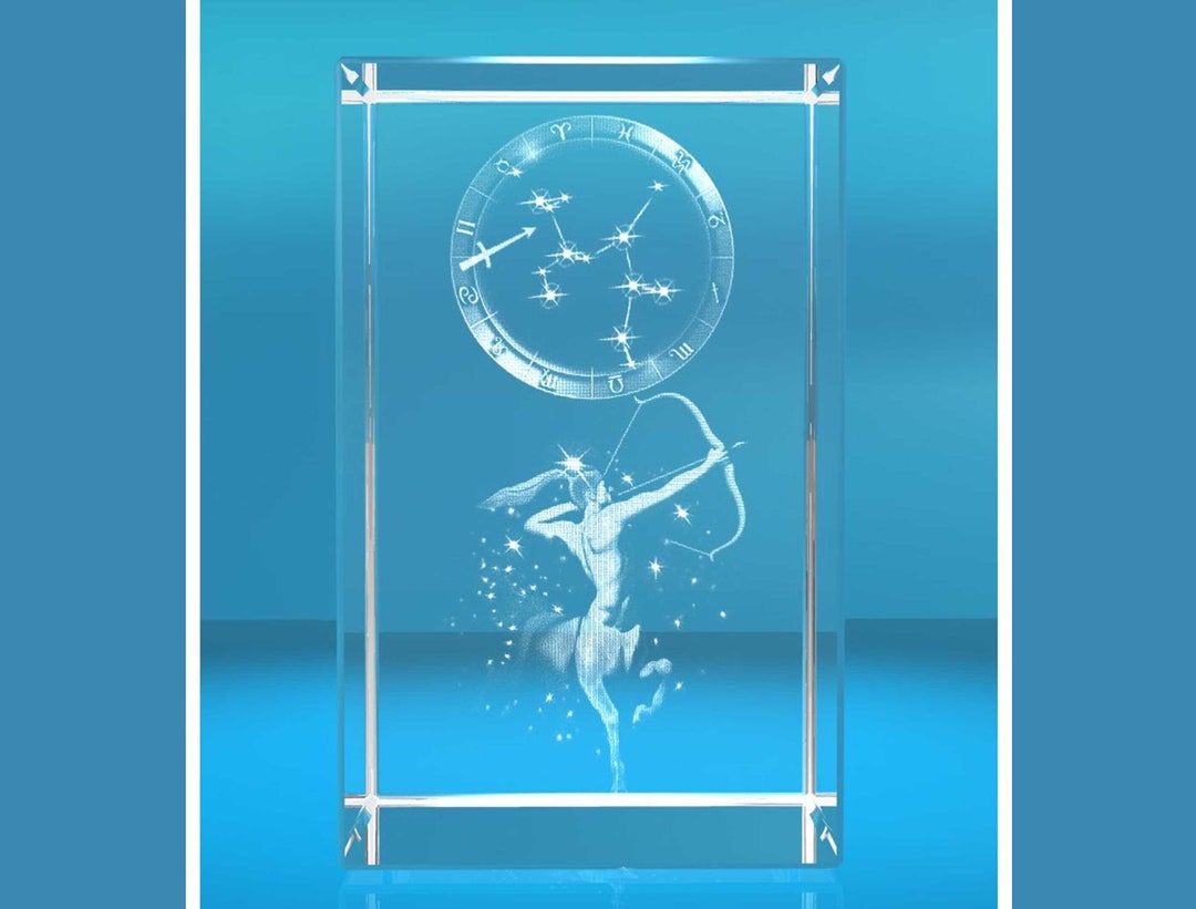 3D Glass Cuboid I Zodiac Sign PRO I Motif: Sagittarius - Etsy UK