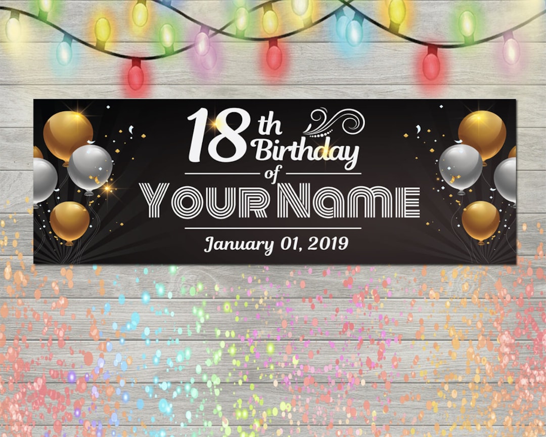 Personalized 18th Birthday Banners | Happy 18th Birthday Banner ...