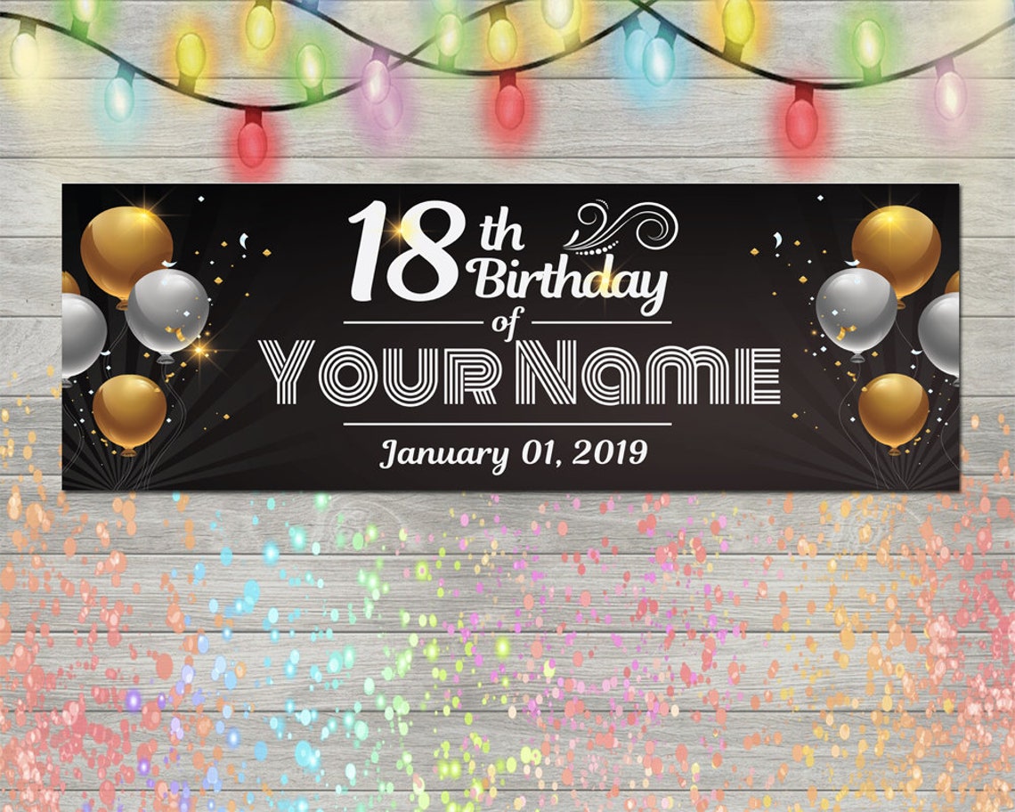 Personalized 18th Birthday Banners Happy 18th Birthday - Etsy