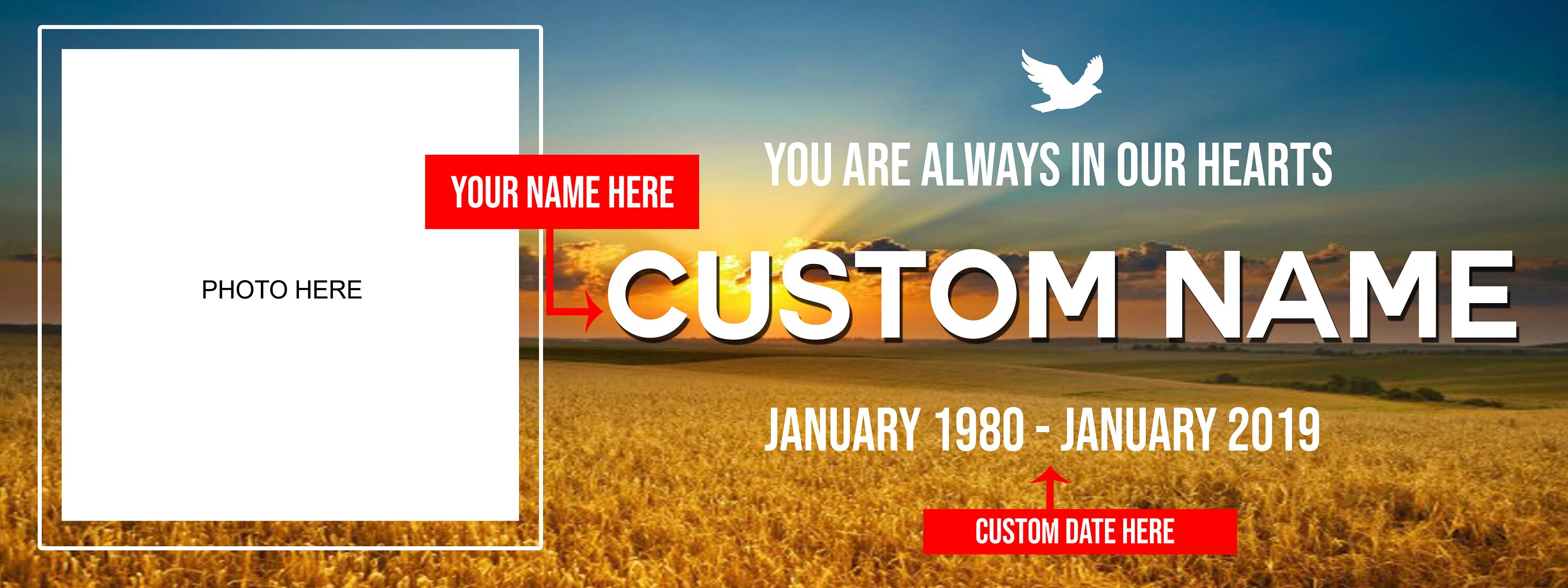 Sunset Funeral Memorial Banner Custom Personalized Photo - Etsy