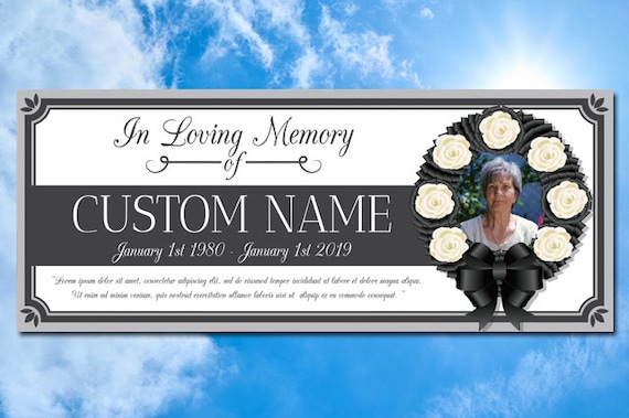 Floral Wreath Funeral Memorial Banner Custom Personalized | Etsy