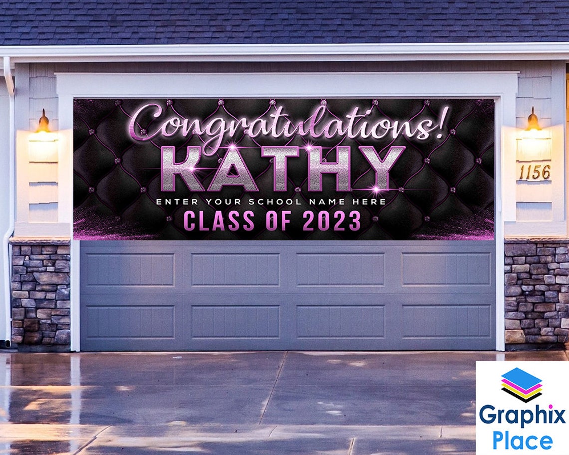 Banner for Graduation Personalize Black & Purple Theme Grad - Etsy