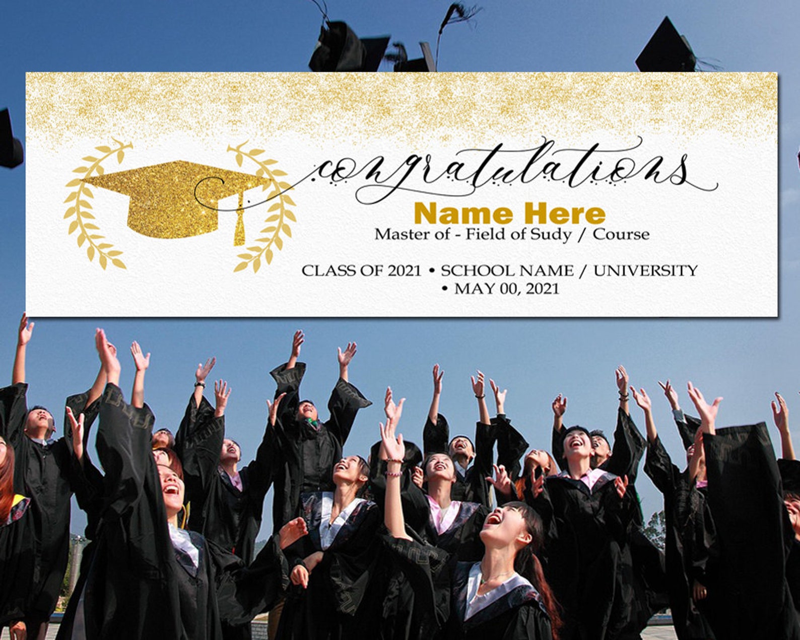 Congrats Graduation Banner Personalized Graduation Banner - Etsy