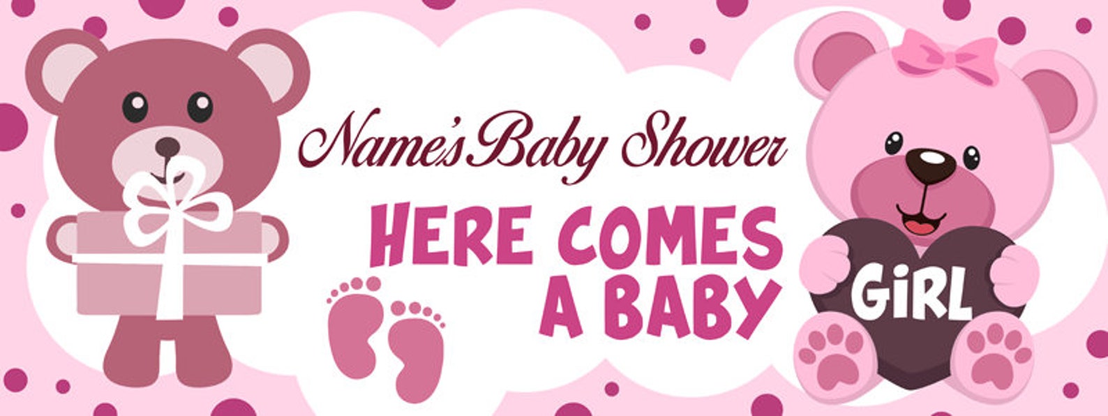 Teddy Bear Banner Girl Baby Shower Pink Baby Shower Baby - Etsy
