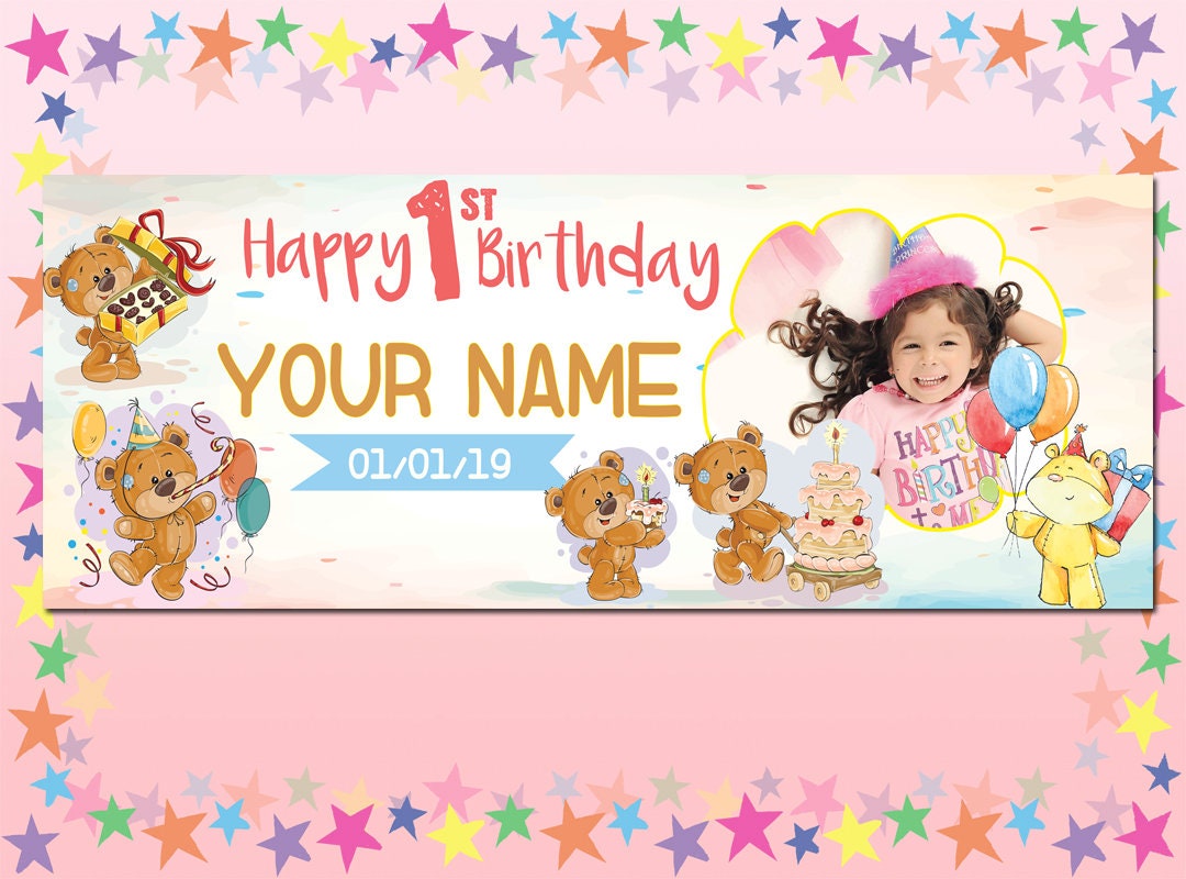 Happy Birthday Banner Personalised 1st Birthday Banner 1st Birthday ...