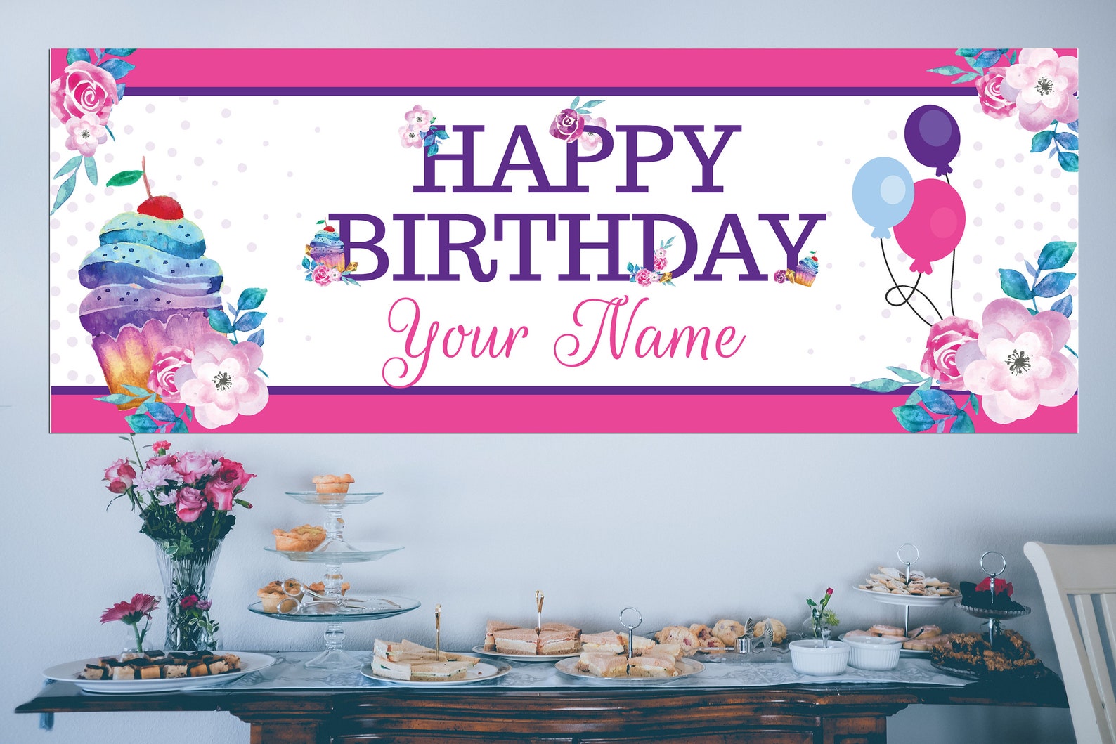 Happy Birthday Banner Name Banner Birthday Sign Custom | Etsy