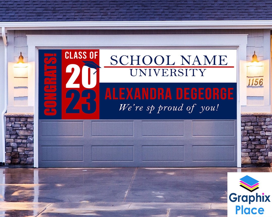 Graduation Banner | Blue & Red Graduation Banner | Personalize Grad ...