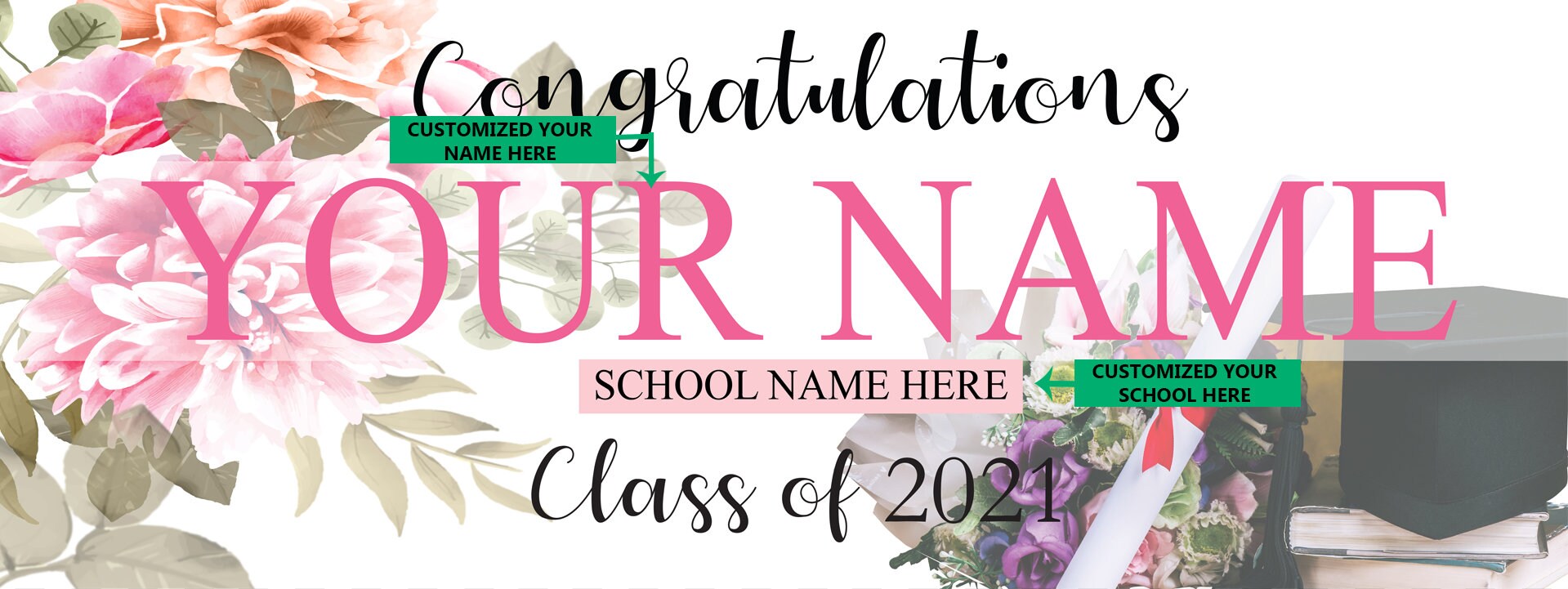 Personalize Graduation Banner Class of 2021 Graduation | Etsy