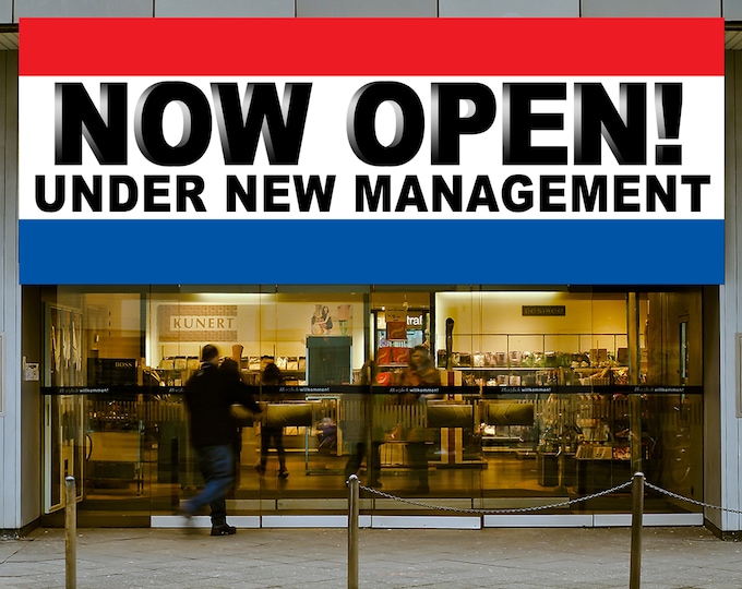 Now Open Under New Management Banner Grand Opening Store Business Sign ...