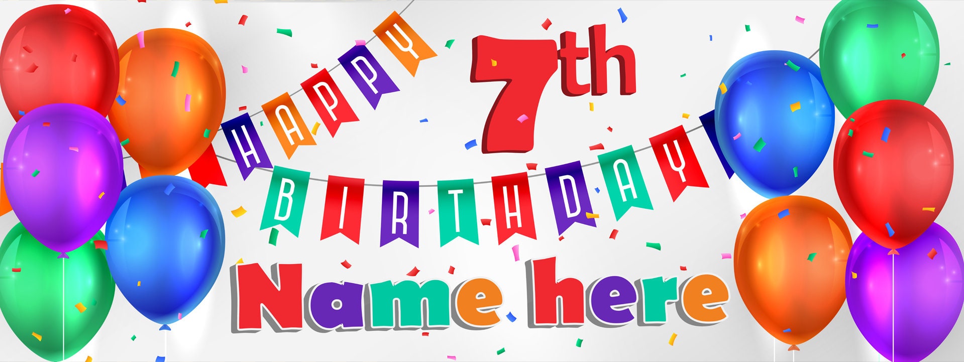 Happy 7th Birthday Banner Happy Birthday Sign Custom Name - Etsy