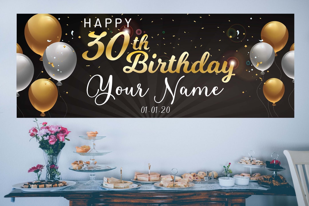 30th Birthday Banner Personalized Custom Birthday Banner Adult 30th ...