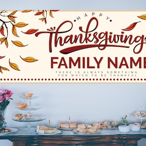 Autumn Thanksgiving Banner Personalized Custom Banner, Thanksgiving Banner Backdrop, Family ...
