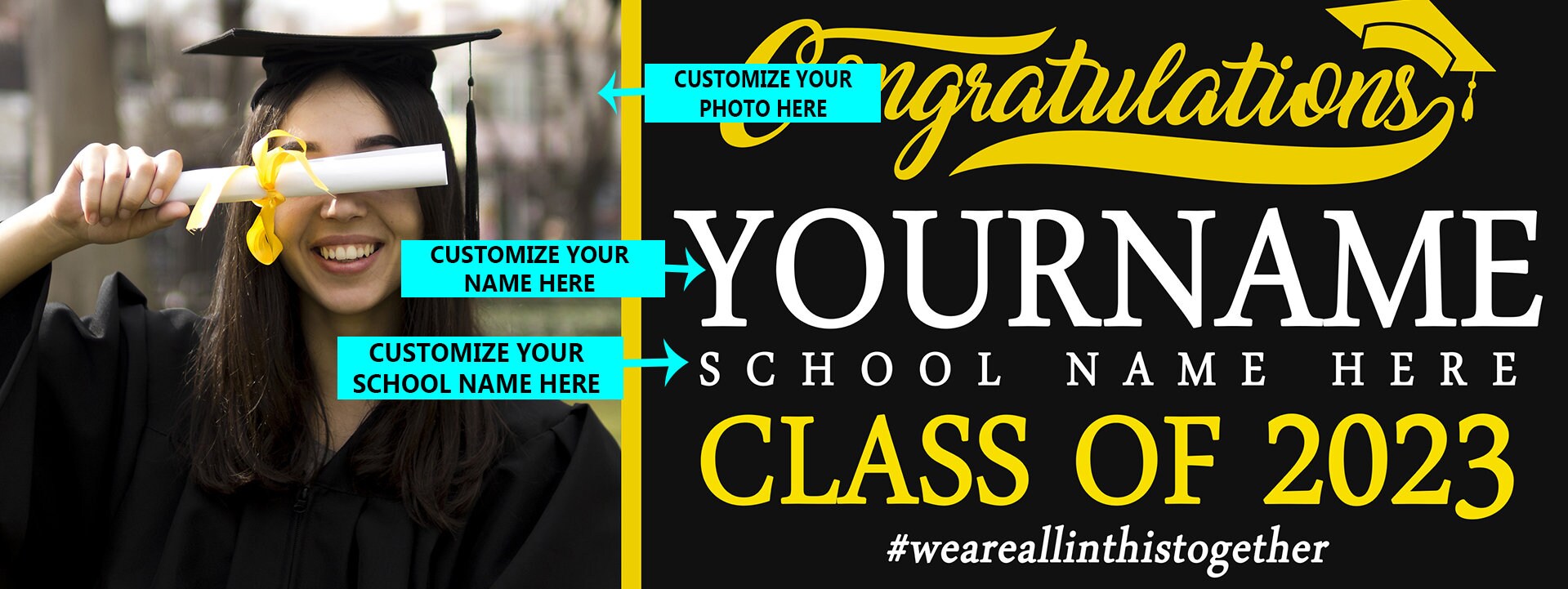 Personalize Graduation Banner Class of 2023 Graduation - Etsy