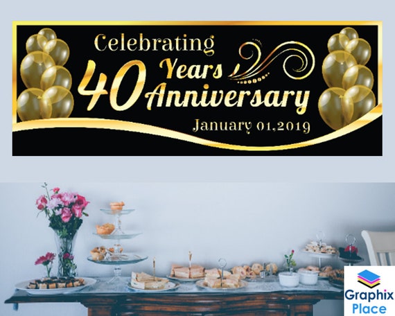 Happy Anniversary Banner 40th Year Anniversary Banners - Etsy