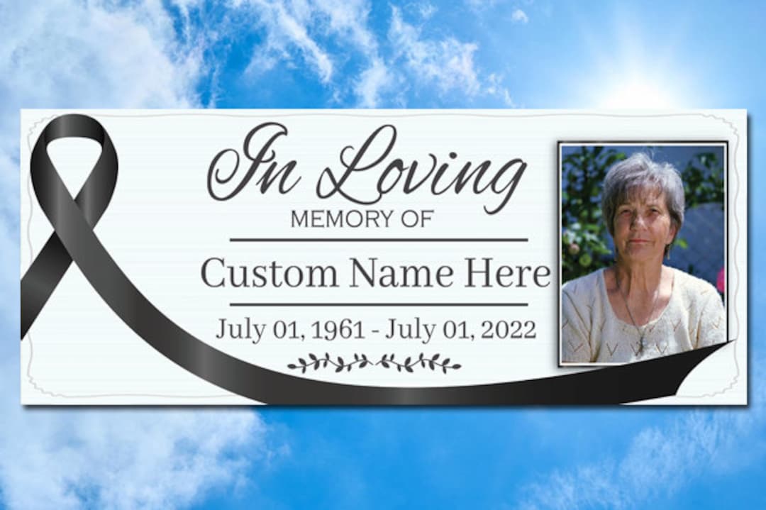 Ribbon Funeral Memorial Banner, Custom Personalized Photo Backdrop in ...