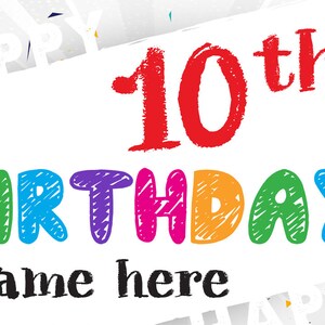 Happy 10th Birthday Banner Custom Banner Birthday Birthday Party Sign ...