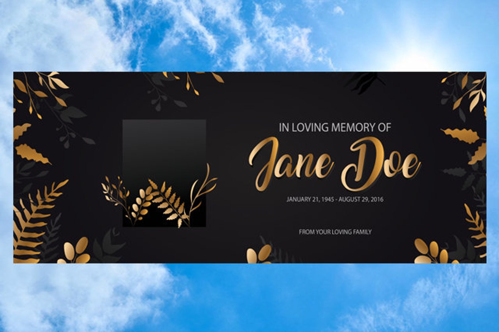 Funeral Banner Funeral Welcome Sign Black and Gold Funeral | Etsy