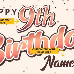 Happy 9th Birthday Banner Custom Name Banner 9th Birthday Sign - Etsy