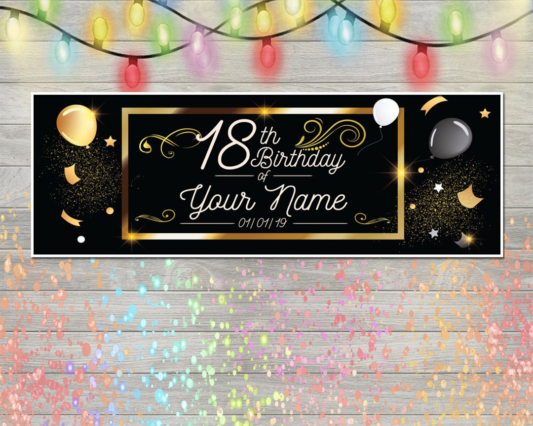 18th Birthday Banner, Personalized 18th Birthday Decor Party Banner ...