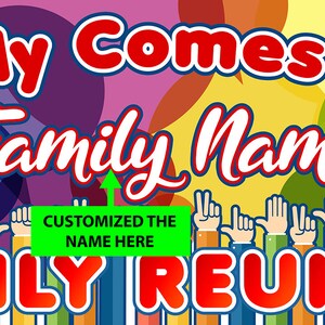 Family Reunion Banner Personalized Family Name Banner Family Comes ...