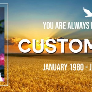 Sunset Funeral Memorial Banner, Custom Personalized Photo Banner Sign ...