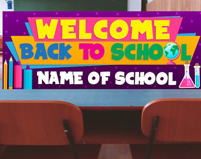 Welcome Back to School Banner | First Day of School Personalized School ...