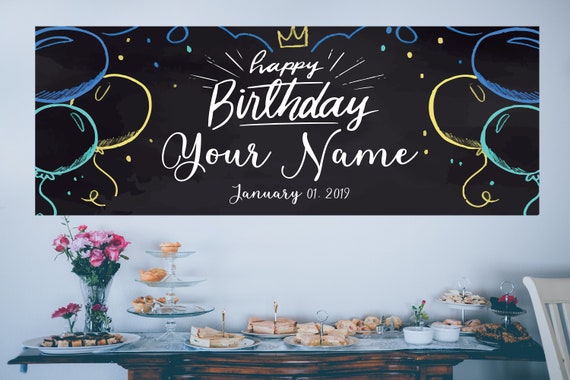 Chalkboard Birthday Banner Personalized Custom Banner Adult | Etsy