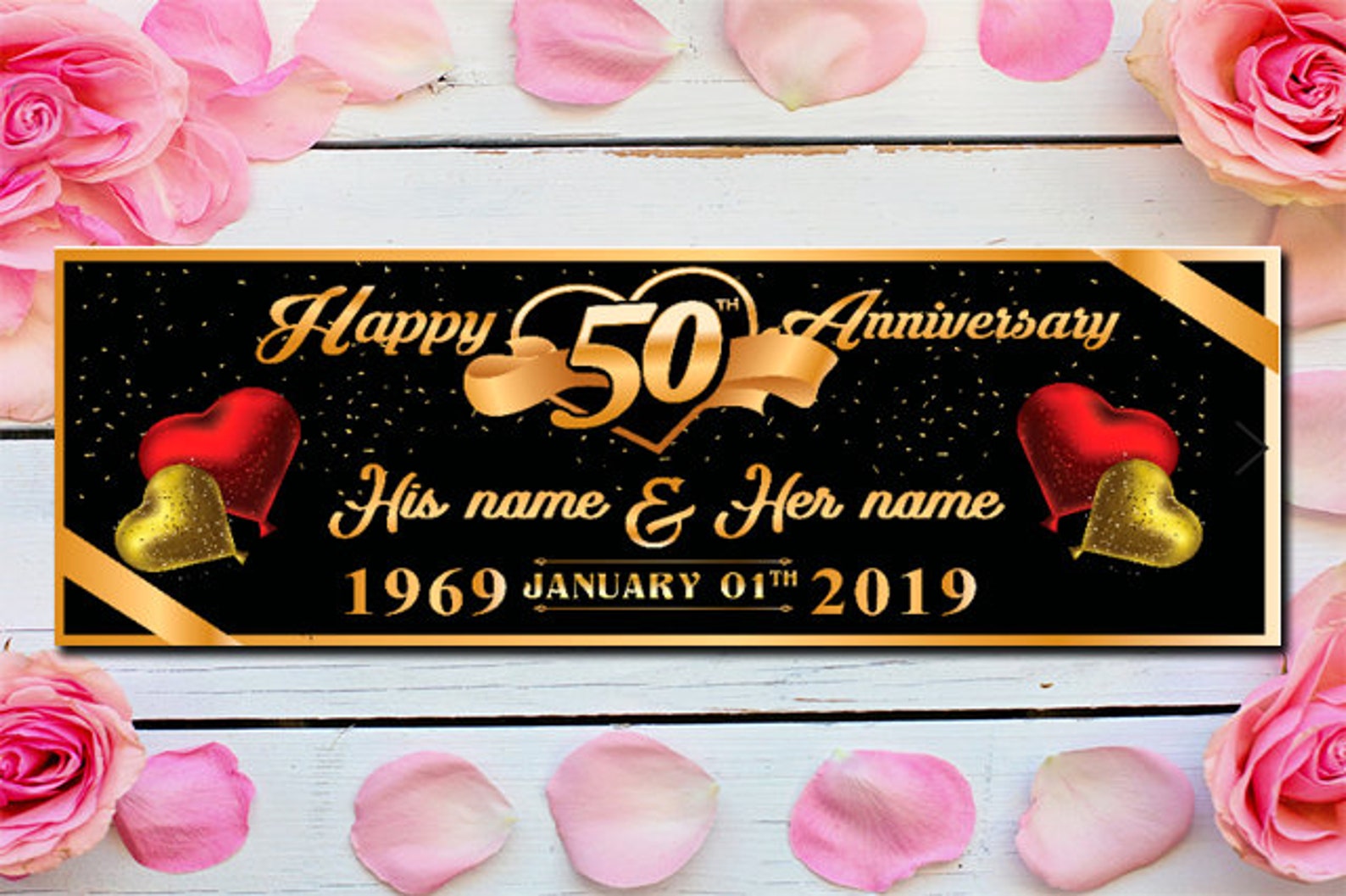 Golden Anniversary Banner Happy Anniversary 50th Wedding - Etsy