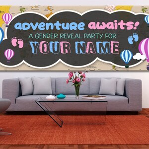 Gender Reveal Party Banner Pink or Blue Sign Personalized Sign - Etsy