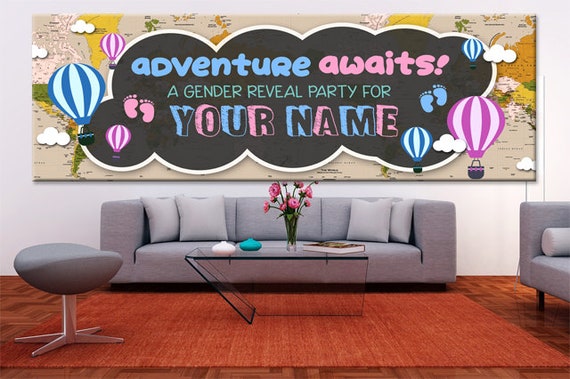 Gender Reveal Party Banner Pink or Blue Sign Personalized Sign | Etsy