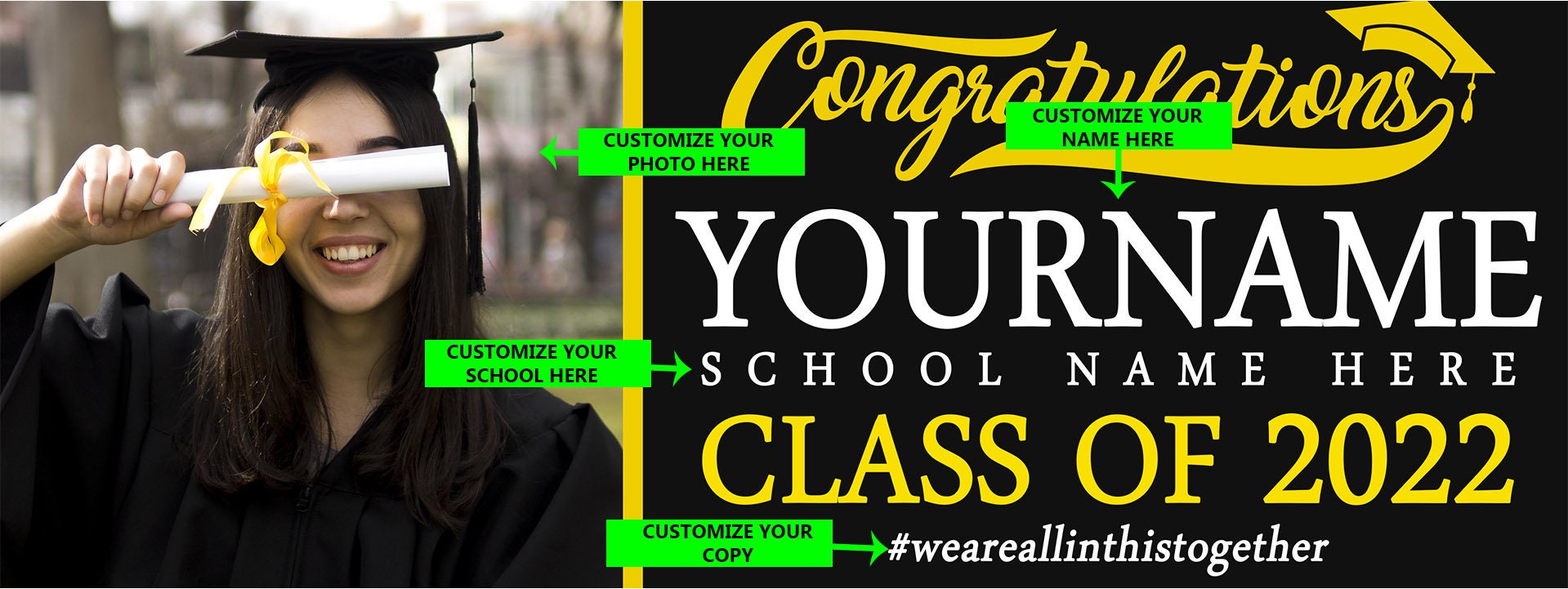 Personalize Graduation Banner Class of 2022 Graduation - Etsy