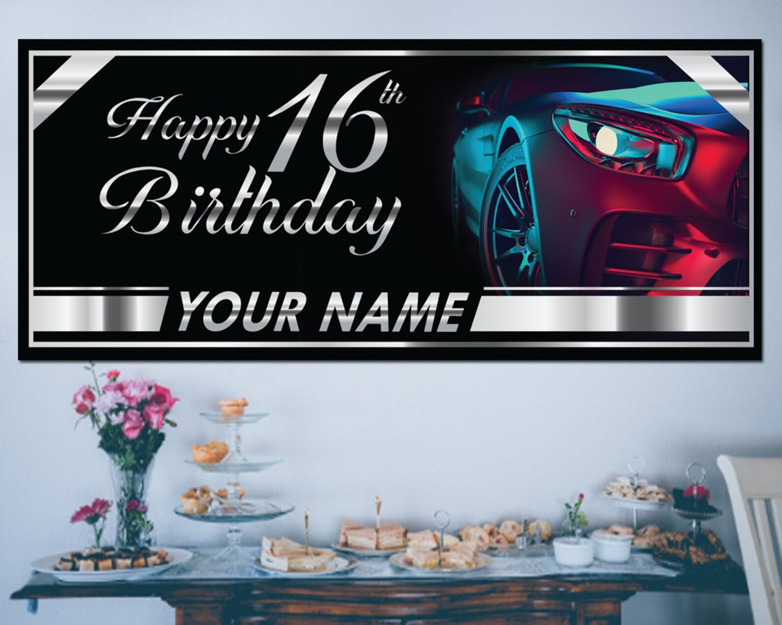 Personalized 16th Birthday Banners Happy 16th Birthday - Etsy