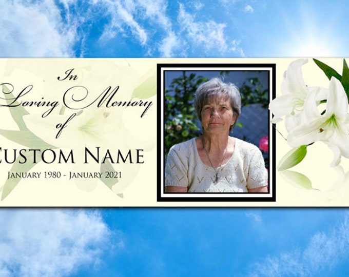 Floral Funeral Memorial Banner, Custom Personalized Photo Banner Sign ...