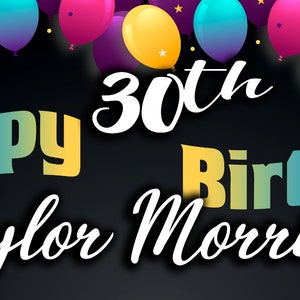 30th Birthday Banner, Personalized Custom Birthday Banner, Adult 30th ...