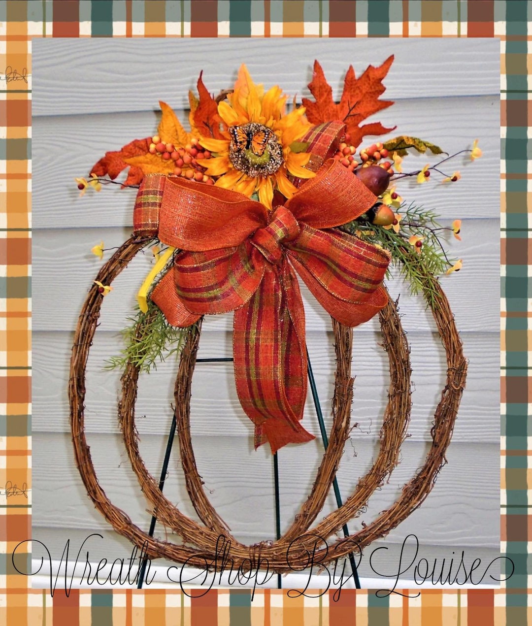 Pumpkin Grapevine Wreath, Pumpkin Shaped Wreath, Fall Wreath for Front ...