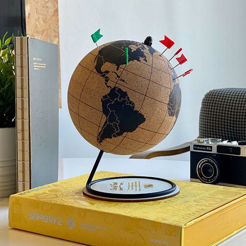 Cork World Ball Globe With Flags - Etsy