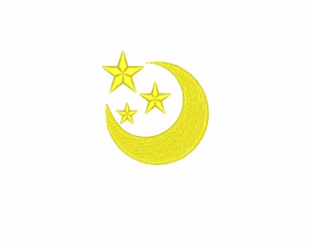 Mini Stars and Moon Machine Embroidery Design Tiny Stars With Crescent ...